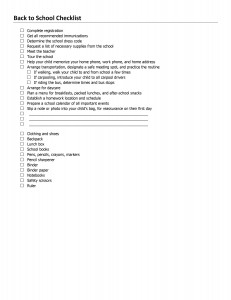 Back To School Checklist Template
