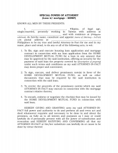 Special Power of Attorney Letter Template