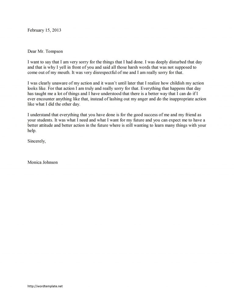 5 Apology Letter Templates - WORDTEMPLATES.net